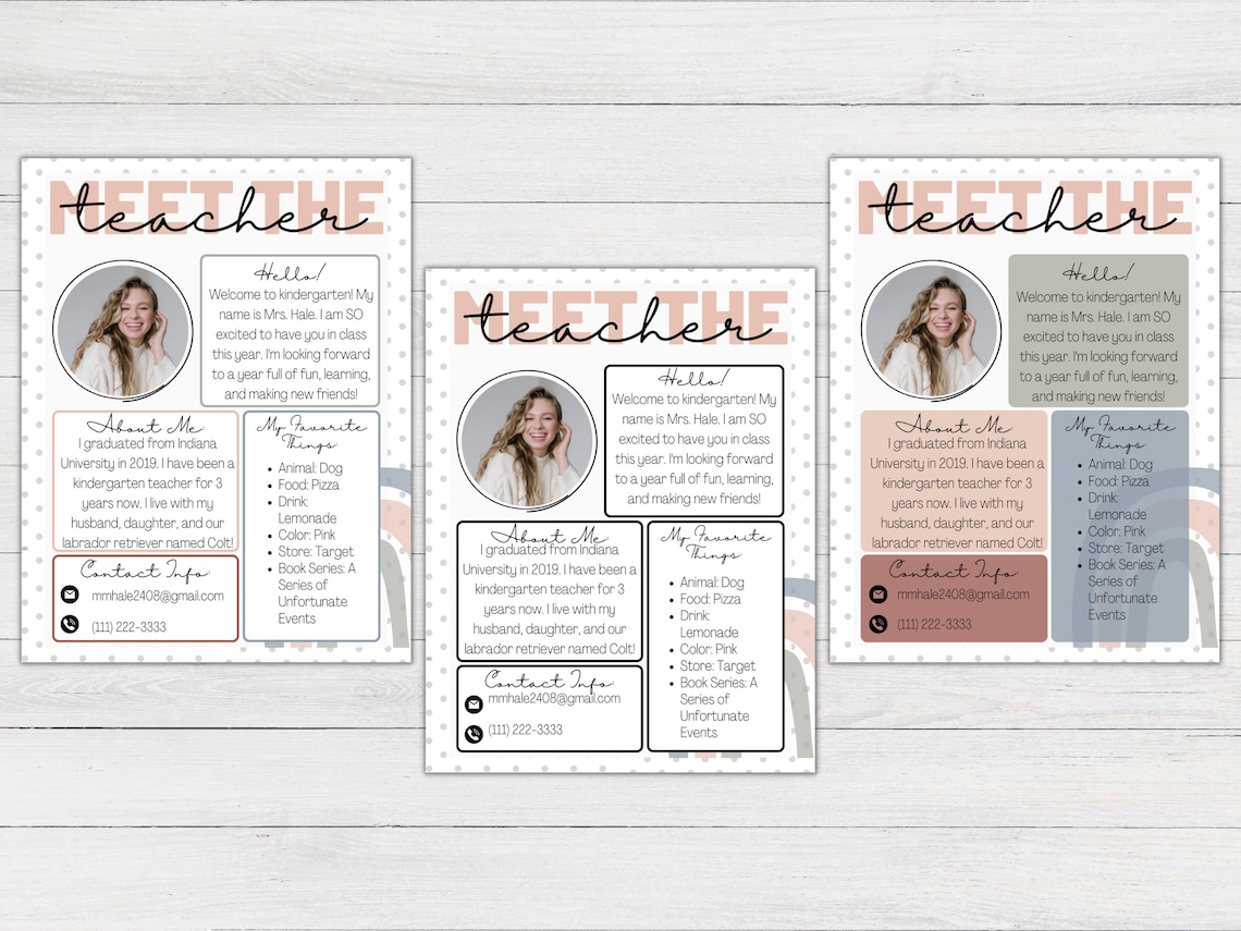 Editable Meet the Teacher Template Boho Rainbow Back to - Etsy