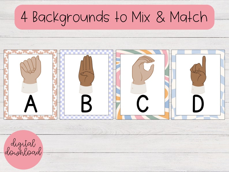 American Sign Language Alphabet Posters Retro Classroom - Etsy