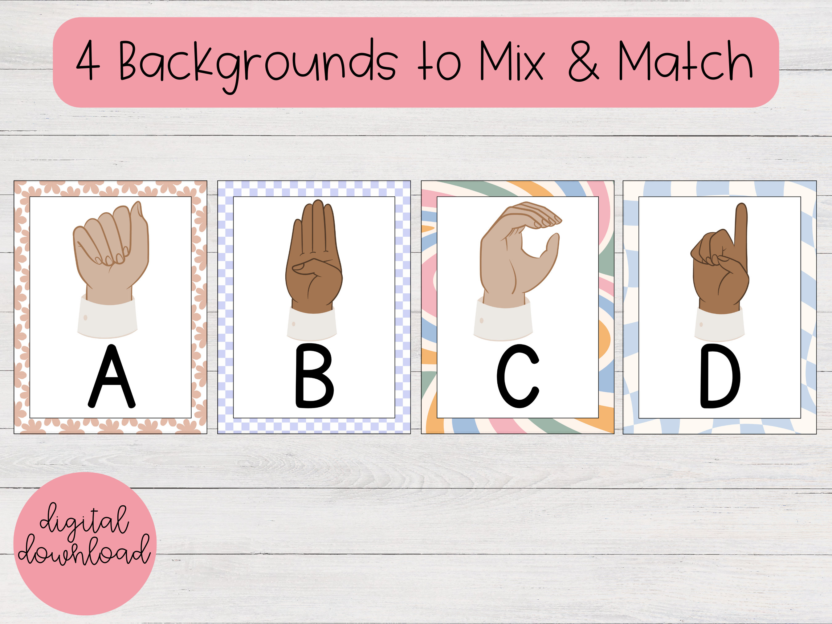 American Sign Language Alphabet Posters Retro Classroom - Etsy