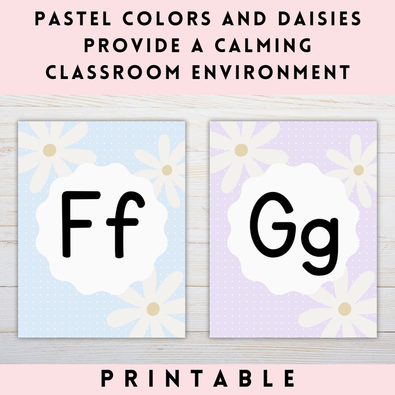 Daisy Pastel Alphabet Posters Pastel Classroom Decor, Retro Classroom ...
