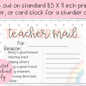 Printable Teacher Mail | Pastel Rainbow, Back to School, Teacher ...