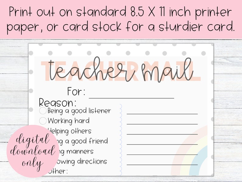 Printable Teacher Mail Pastel Rainbow Back to School - Etsy