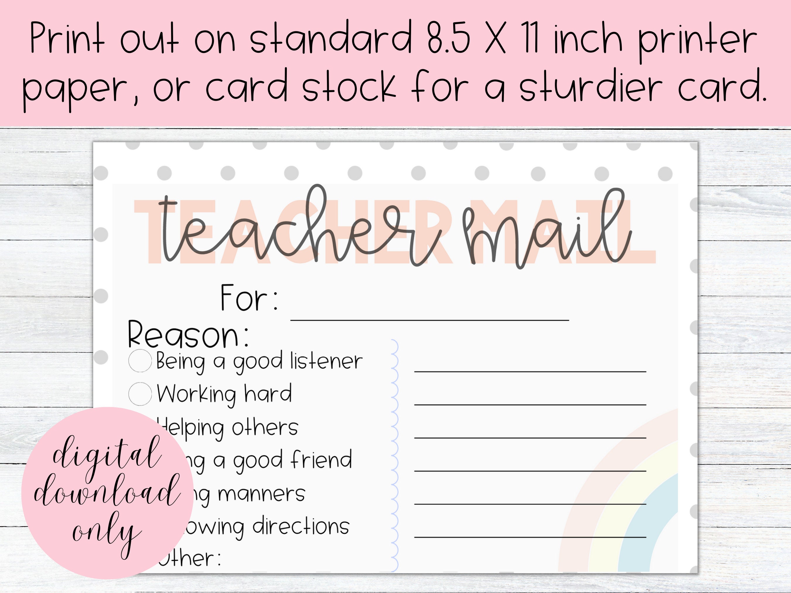 Printable Teacher Mail | Pastel Rainbow, Back to School, Teacher ...