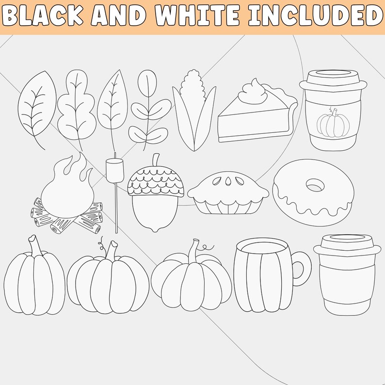 Fall Doodle Clipart for Pastel Rainbow Classroom | Hand-drawn Autumn ...