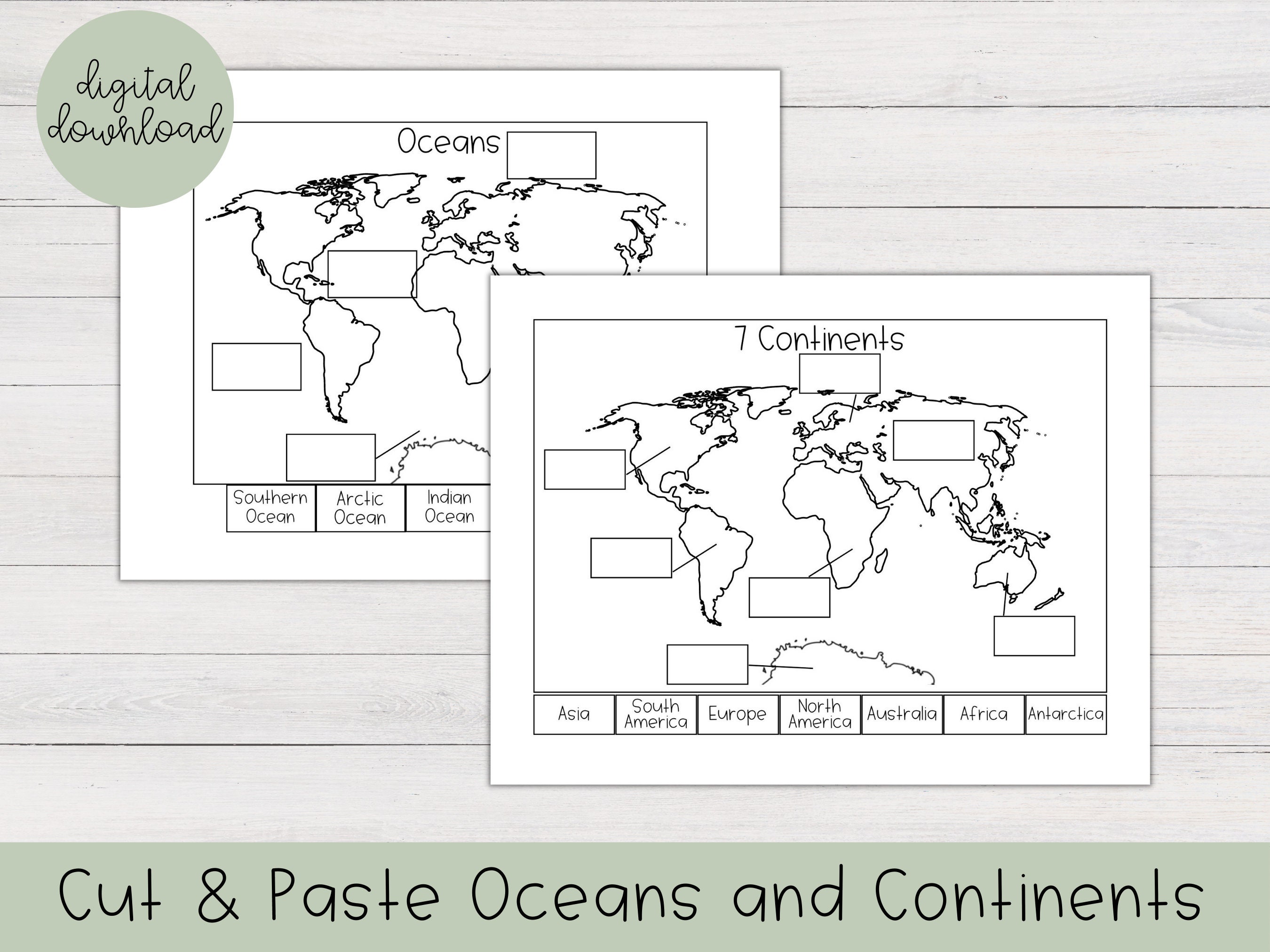 World Map Worksheet and Coloring Page Bundle | Printable World Maps ...