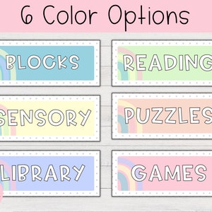 Center Signs | Pastel Rainbow Center Signs, Printable Center Posters ...