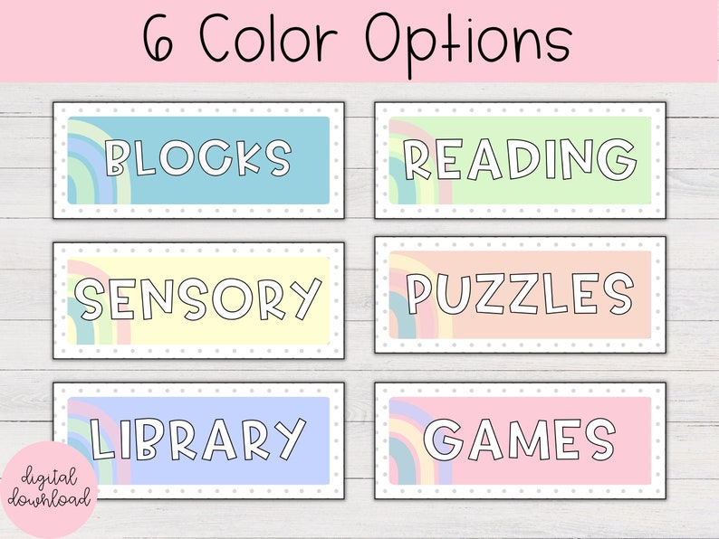 Center Signs | Pastel Rainbow Center Signs, Printable Center Posters ...