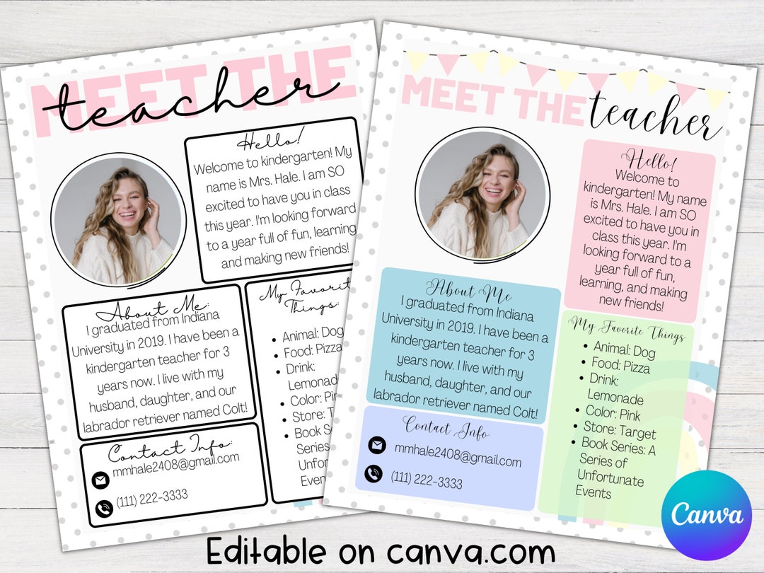 Editable Meet the Teacher Template Pastel Rainbow Back to School ...