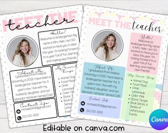 Editable Meet the Teacher Pastel Template - Etsy