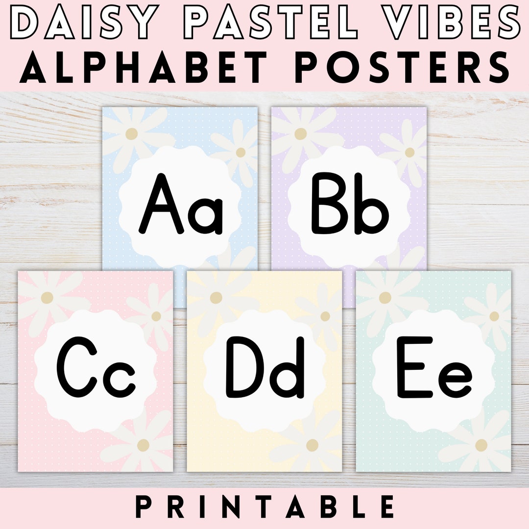 Daisy Pastel Alphabet Posters | Pastel Classroom Decor, Retro Classroom ...