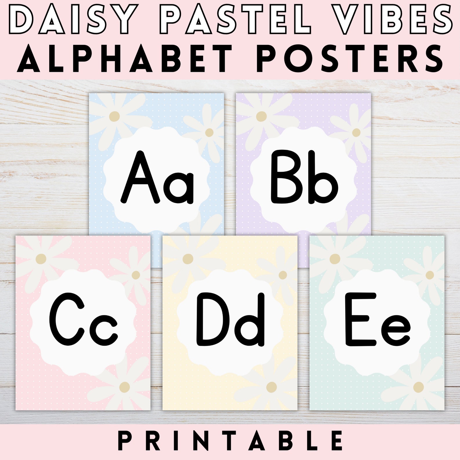 Daisy Pastel Alphabet Posters Pastel Classroom Decor, Retro Classroom ...