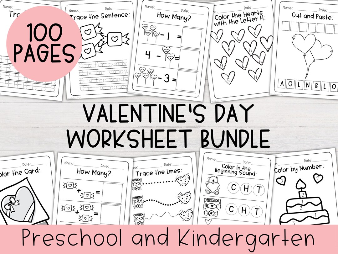 Valentine's Day Worksheet Bundle | Printable Valentines Day Worksheets ...