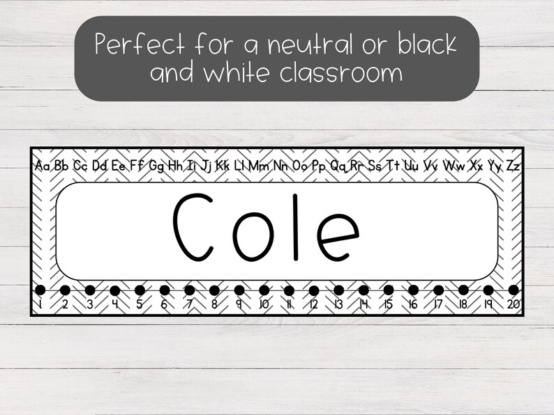 Black and White Desk Name Tags Editable Desk Name Tags, Classroom Decor ...