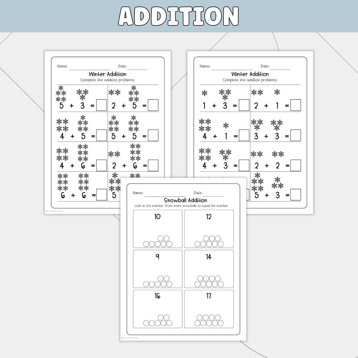 January No Prep Kindergarten Math Worksheets | Winter Math Printables for Kindergarten Morning ...