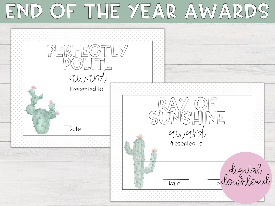 End of the Year Awards | Classroom Awards, Cactus Classroom, End of the ...