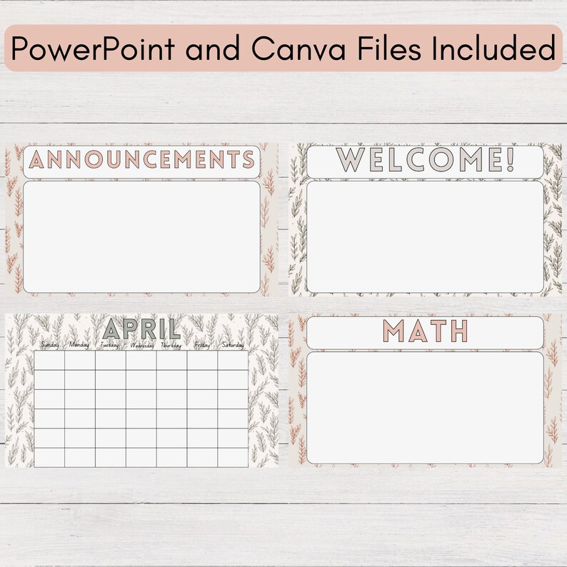 Editable Boho Greenery Slides Templates | Powerpoint Slides Template ...