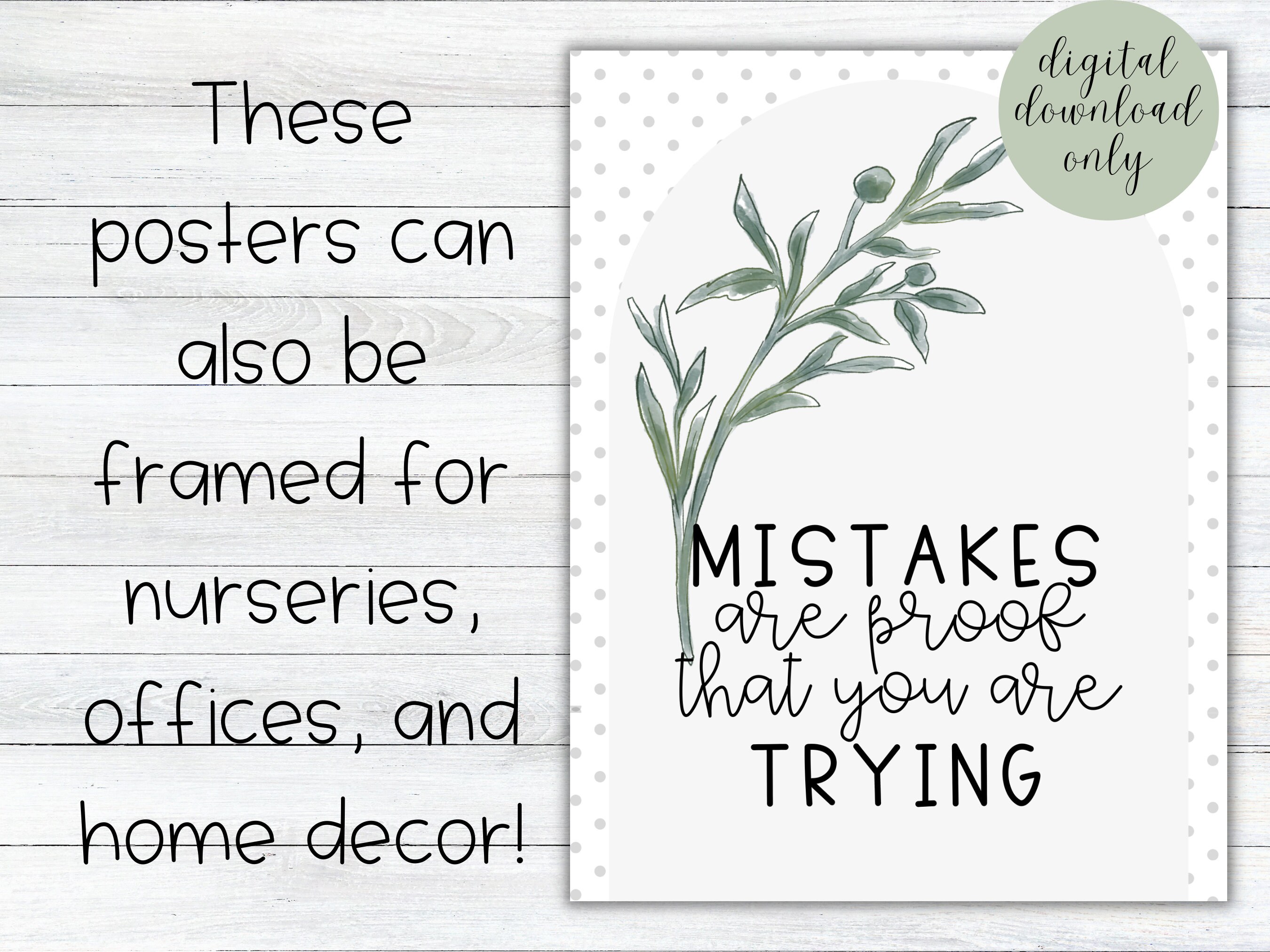 Modern Greenery Motivational Posters Classroom Decor - Etsy