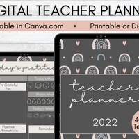 Printable Teacher Planner 2023-2024 Boho Rainbow, Teacher Binder ...