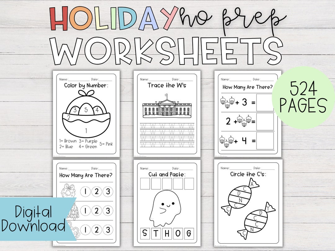 Holiday Worksheet Bundle for Preschool and Kindergarten | Holiday ...