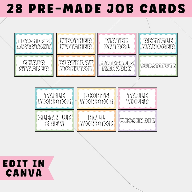 Pastel Rainbow Classroom Job Posters, Editable Classroom Jobs for ...
