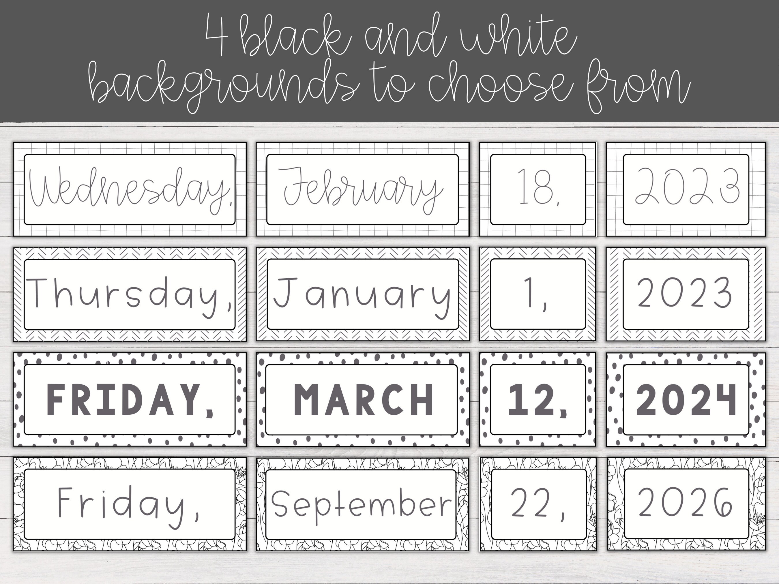 Black and White Flip Calendar Black and White Classroom - Etsy