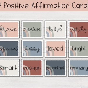 Boho Rainbow Positive Affirmation Posters | I Am Statements ...