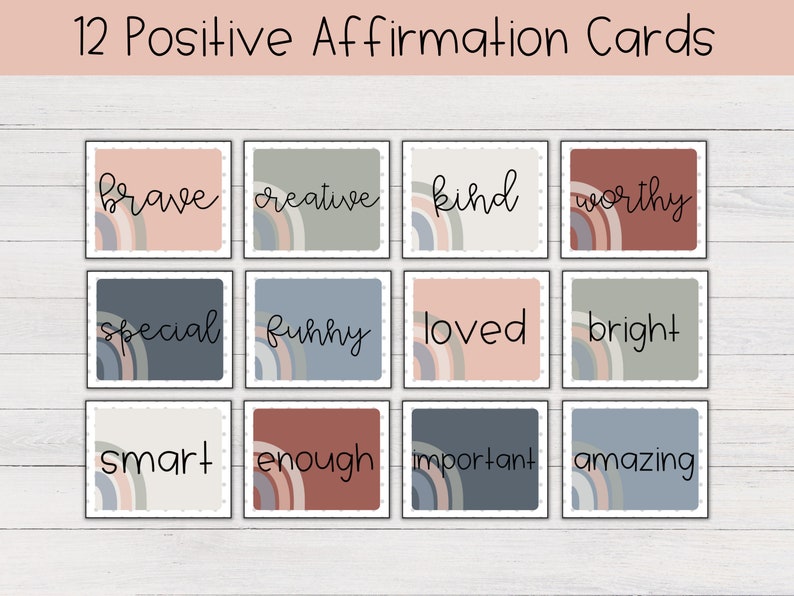 Boho Rainbow Positive Affirmation Posters I Am Statements - Etsy