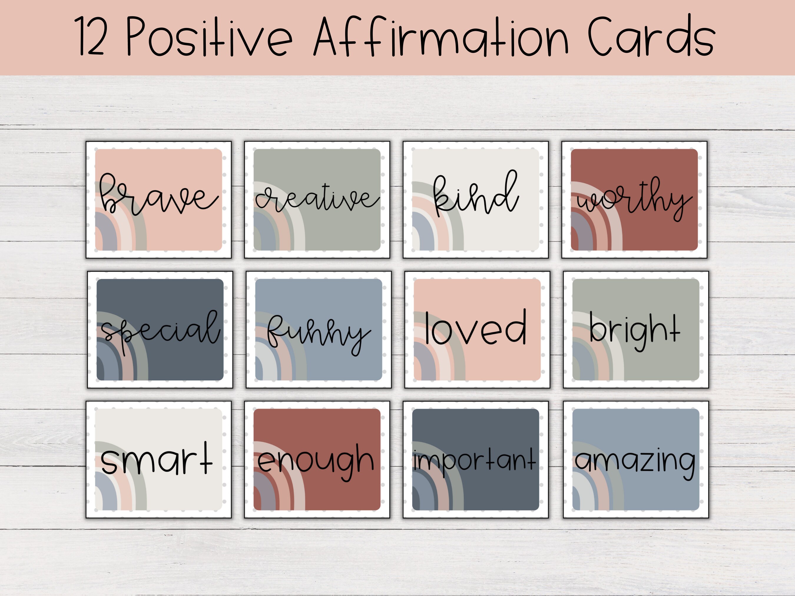 Boho Rainbow Positive Affirmation Posters I Am Statements - Etsy