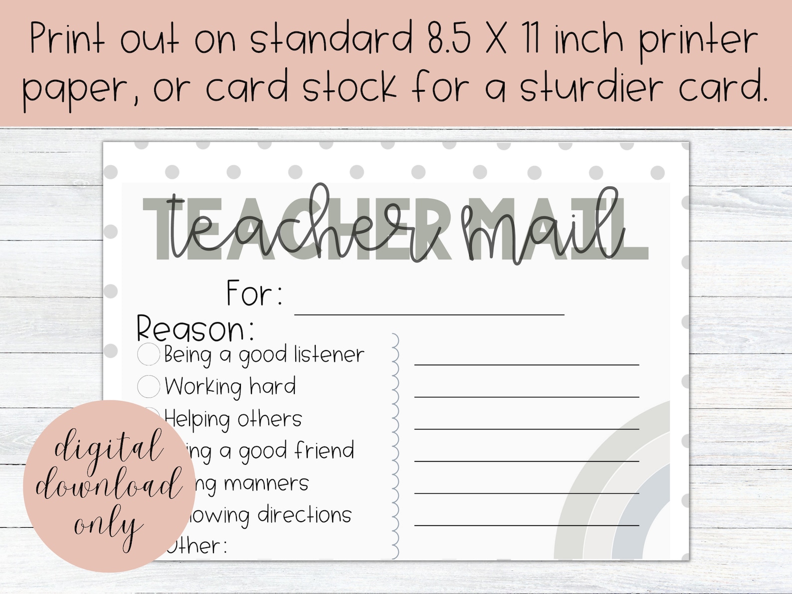 Printable Teacher Mail Boho Rainbow Back to School Teacher - Etsy