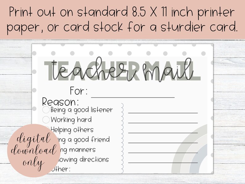 Printable Teacher Mail Boho Rainbow Back to School Teacher - Etsy