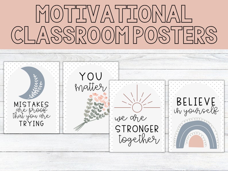 Boho Rainbow Motivational Posters | Classroom Decor, Classroom Posters ...