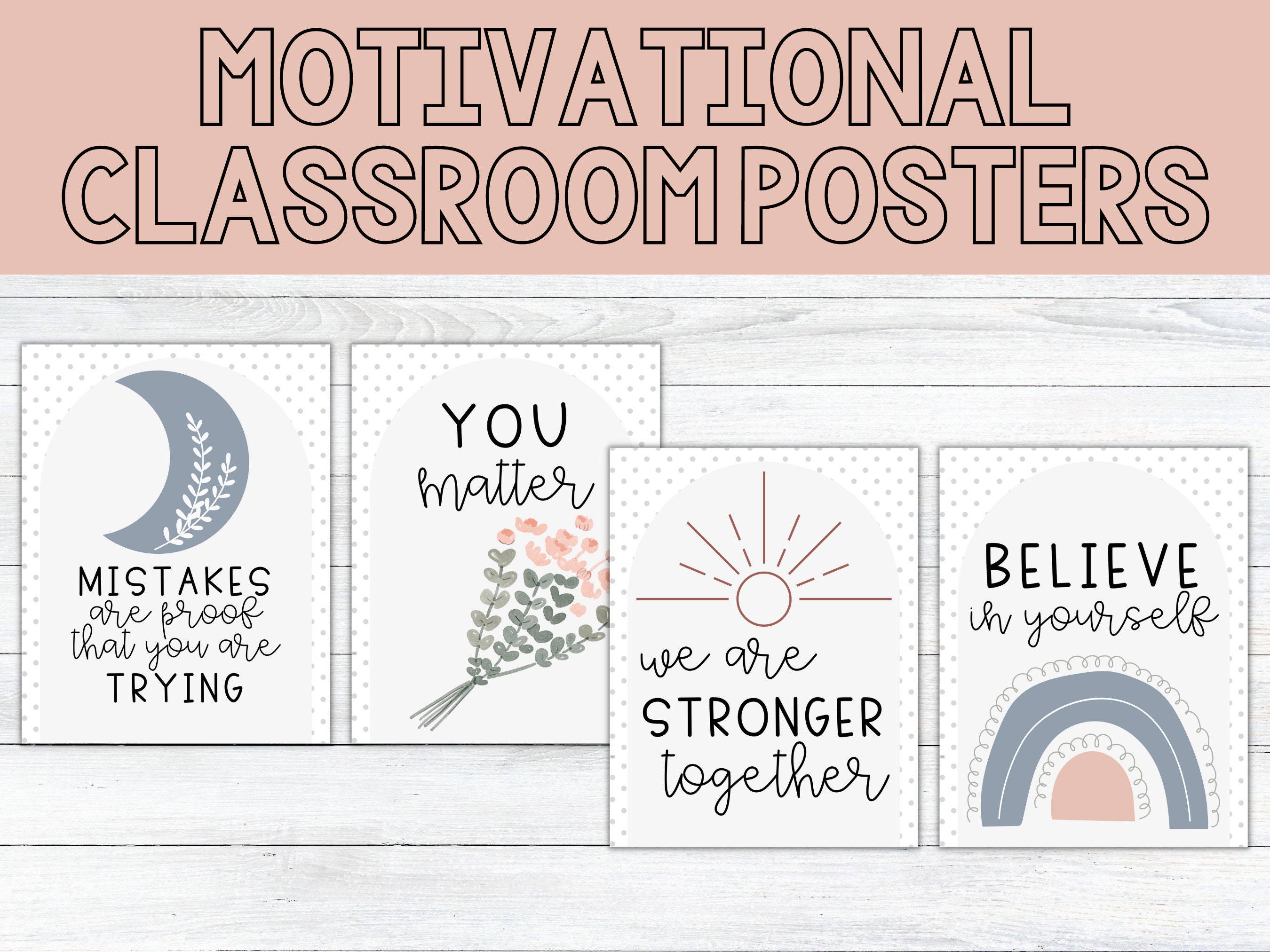 Boho Rainbow Motivational Posters | Classroom Decor, Classroom Posters ...
