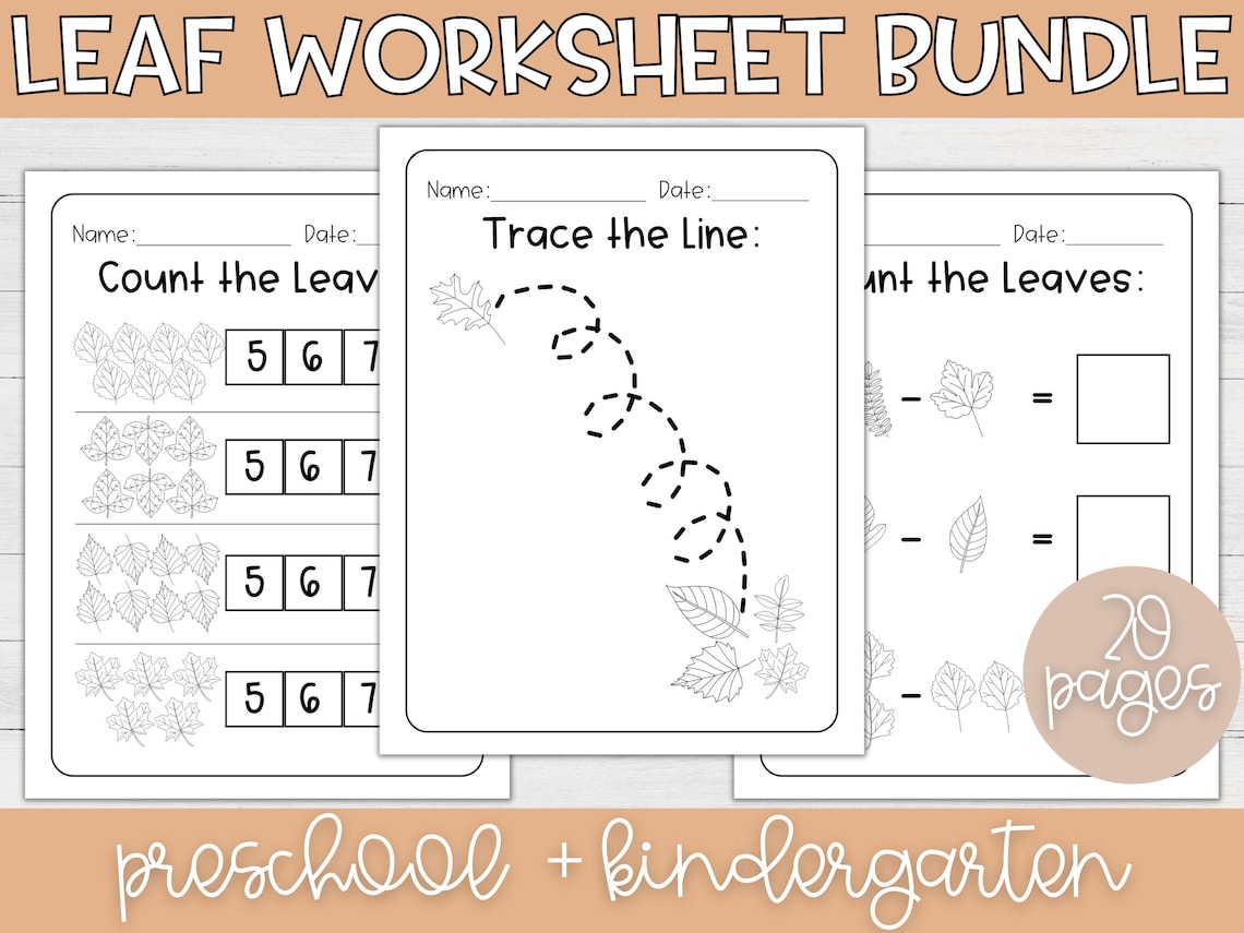 Leaf Worksheets Homeschool Worksheet Bundle Preschool - Etsy