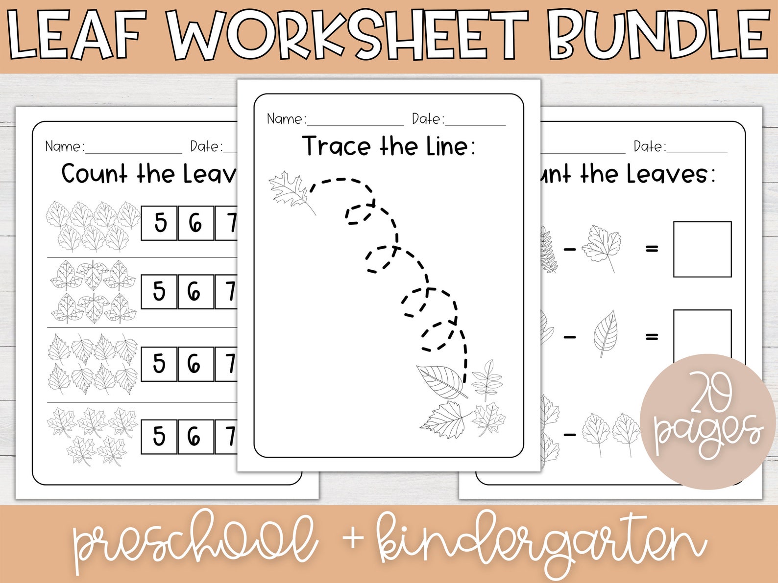 Leaf Worksheets Homeschool Worksheet Bundle Preschool - Etsy