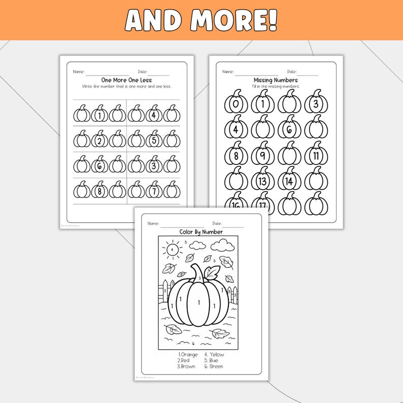 Fall No Prep Math Worksheet Bundle for Kindergarten | Homeschool ...