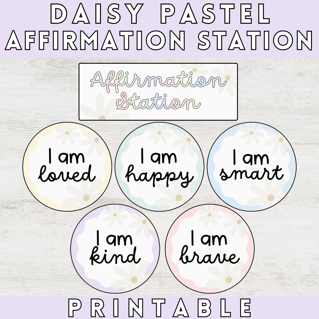 Affirmation Station for Daisy Pastel Classroom Decor, Pastel ...