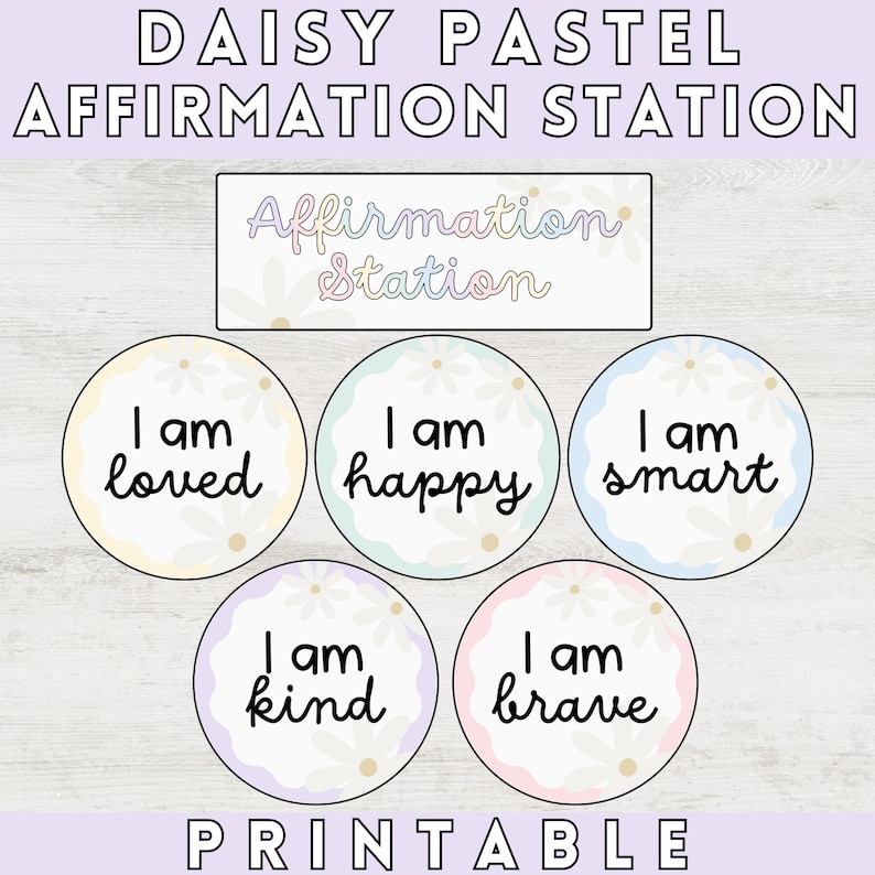 Affirmation Station for Daisy Pastel Classroom Decor, Pastel ...