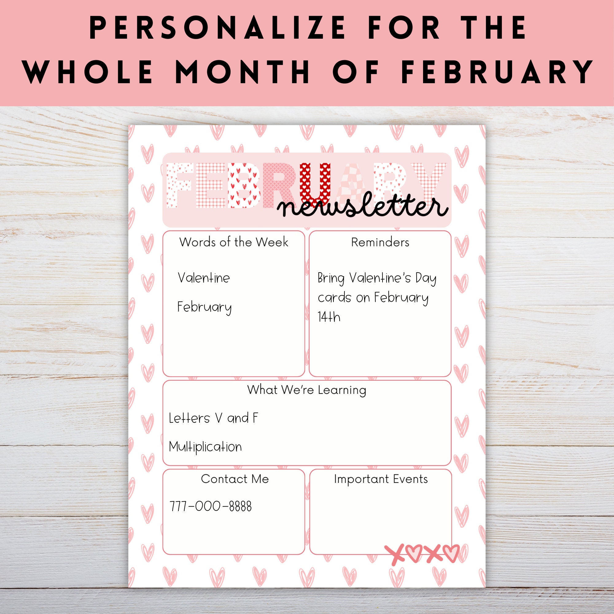 February Classroom Newsletter | Valentines Day Newsletter, Editable ...