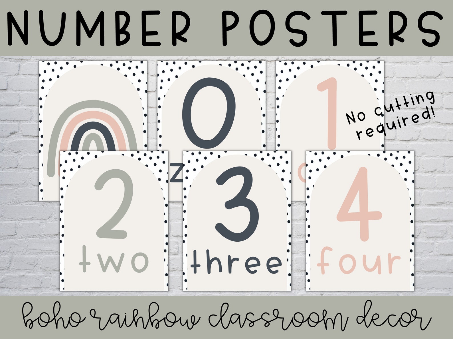 Boho Rainbow Number Posters Classroom Decor Classroom - Etsy