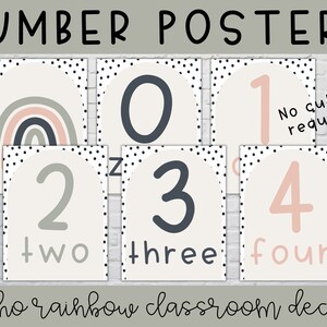 Boho Rainbow Number Posters Classroom Decor Classroom - Etsy