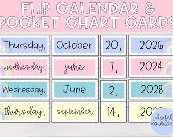 Calendar Cards | Pastel Rainbow | Classroom Decor - Etsy