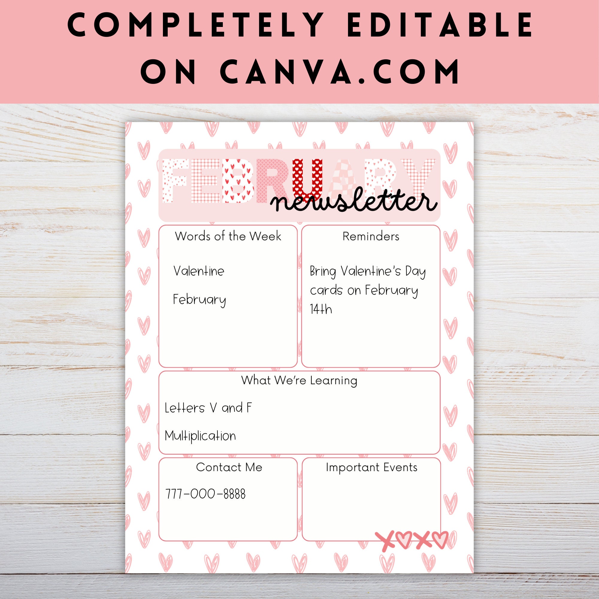 February Classroom Newsletter | Valentines Day Newsletter, Editable ...