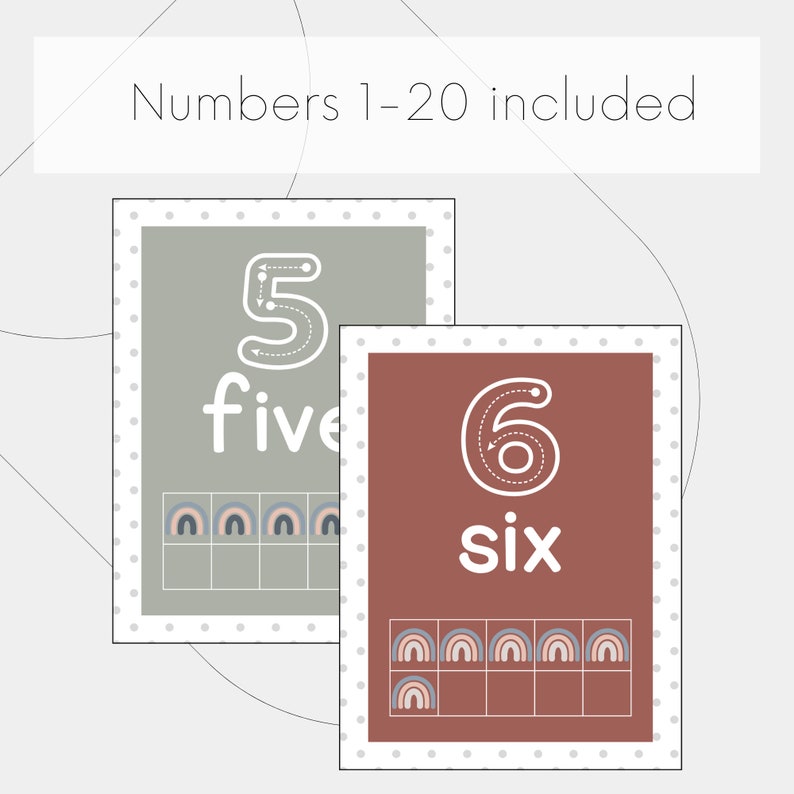 Boho Rainbow Numbers Posters for Boho Classroom Decor, Classroom ...
