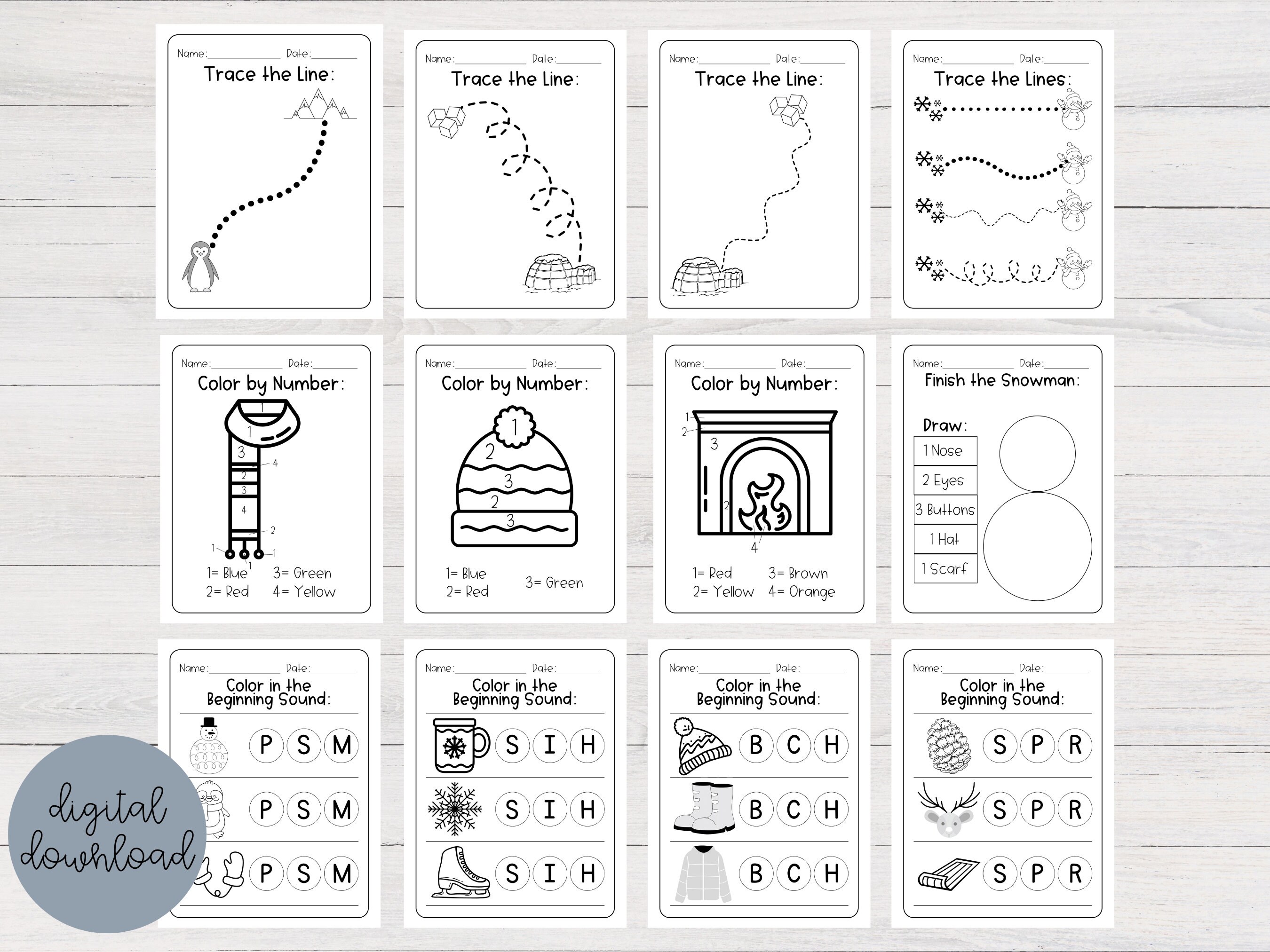 Winter Worksheet Bundle for Kindergarten and Preschool | Homeschool ...