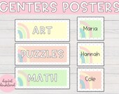 Center Signs Pastel Rainbow Center Signs Printable Center - Etsy