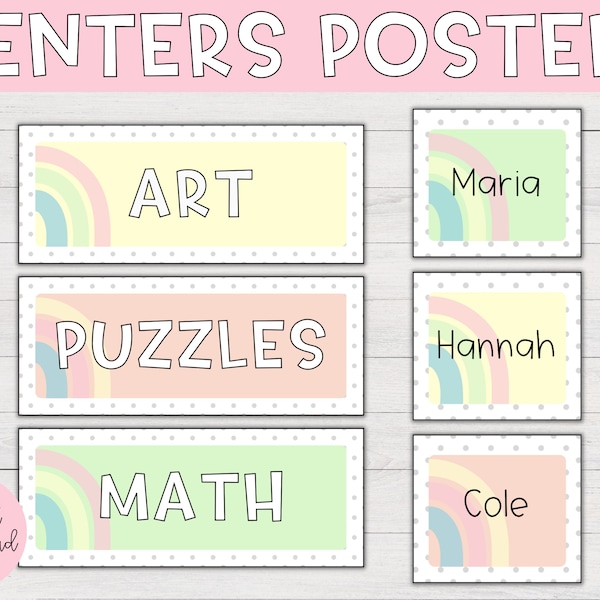 Pastel Center Signs for Preschool - Etsy