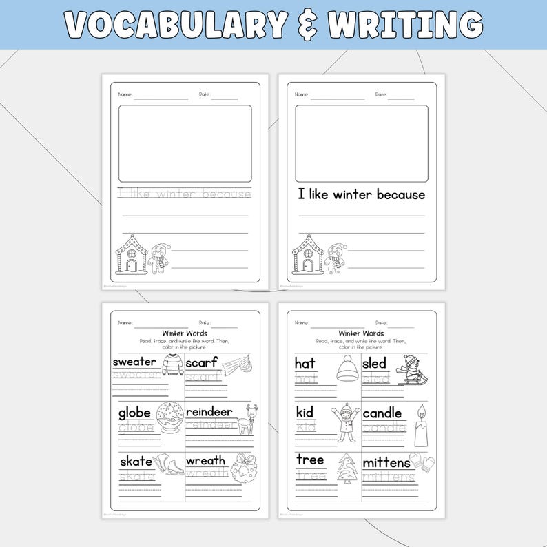 December No Prep Literacy Worksheets for Kindergarten | Winter Reading ...