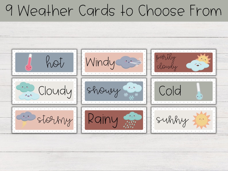 Boho Rainbow Weather Label Cards Polka Dots Classroom - Etsy