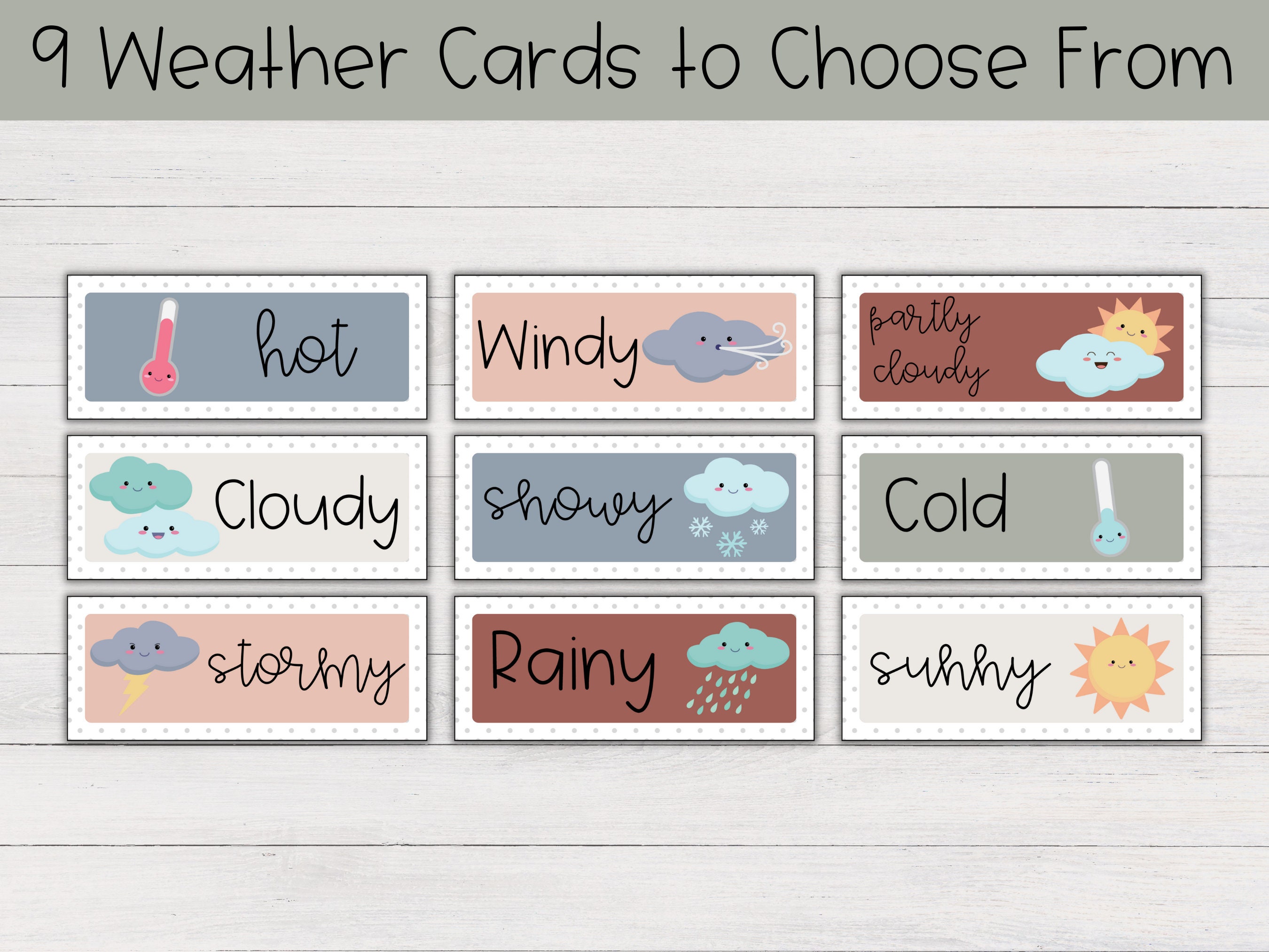 Boho Rainbow Weather Label Cards | Polka Dots, Classroom Decor ...