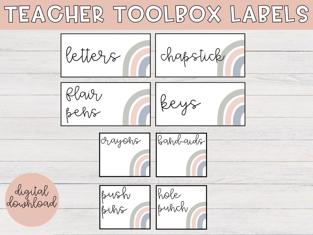 Teacher Toolbox Labels | Boho Rainbow Classroom Decor, Boho Rainbow ...